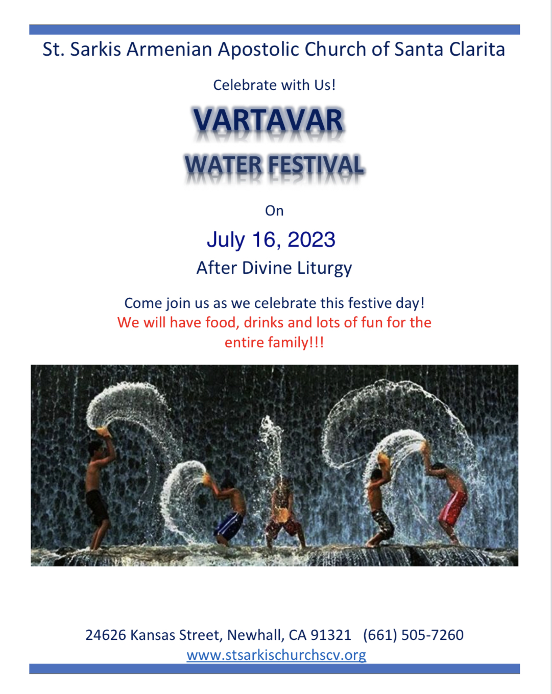 Vartavar Water Festival – July 16th, 2023 | Saint Sarkis